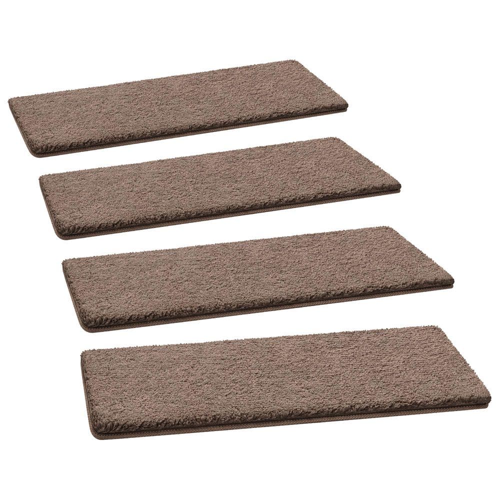 PURE ERA Plush Brown 8 in. x 30 in. Carpet Stair Tread Cover Protector ...