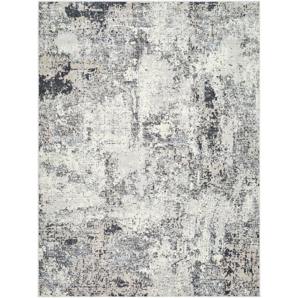 Livabliss Marbella Charcoal/Light Gray Abstract 7 ft. x 9 ft. Indoor ...