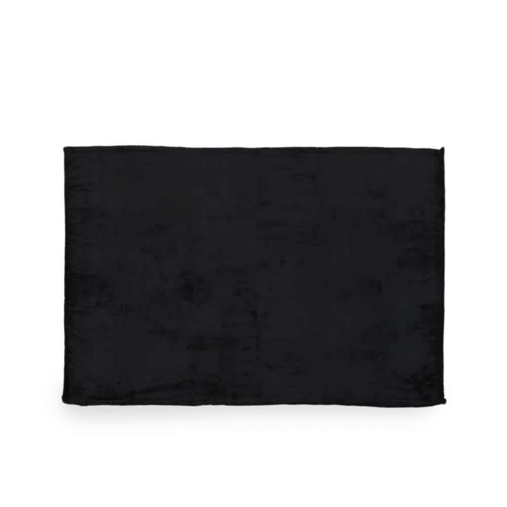 Noble House Alanton Black Flannel Throw Blanket 66224 - The Home Depot