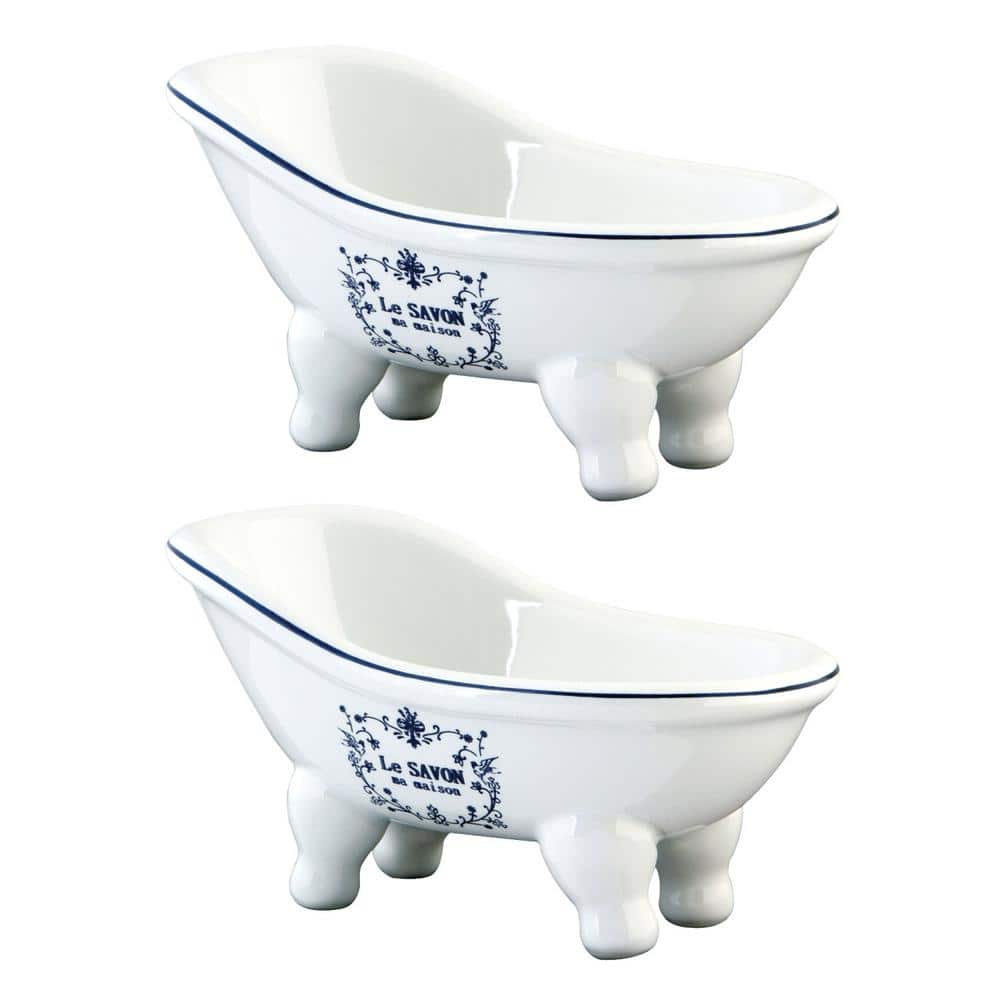 Kingston Brass Slipper Bathtub Countertop Soap Dish in White (2-pieces ...