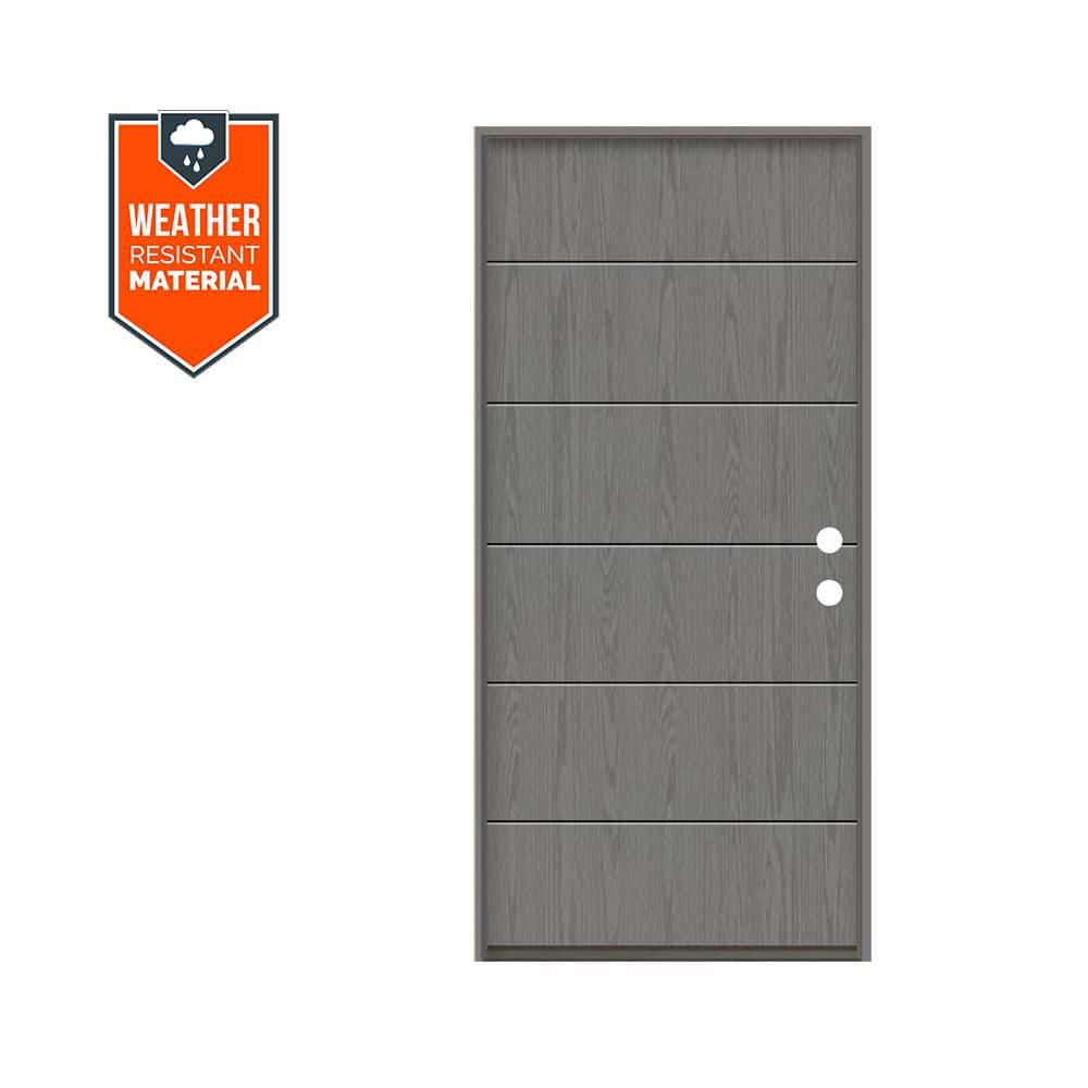 Krosswood Doors TETON Modern 36 in. x 79 in. Left-Hand/Inswing 6-Grid ...