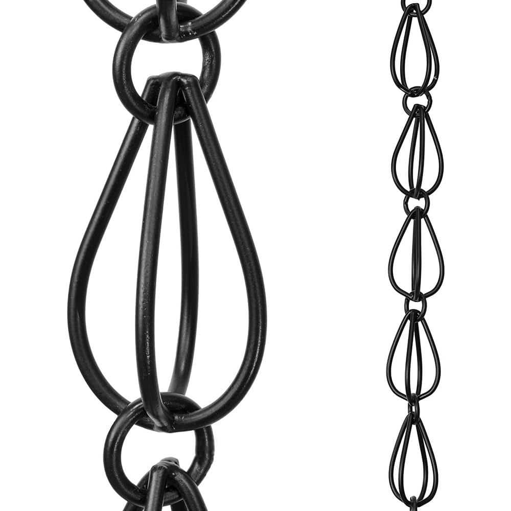 Monarch Rain Chains 8.5 ft. Aluminum Teardrop Rain Chain (Black) 17055 ...
