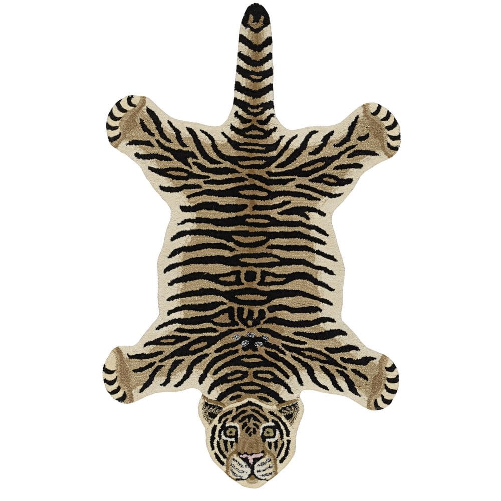 Linon Home Decor Jungle Tiger Gold and Black 3 ft. x 5 ft. Modern ...