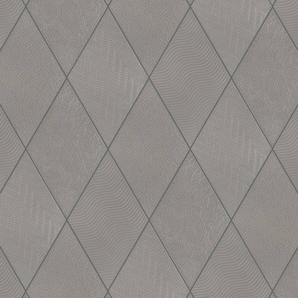 Merola Tile Rhombus Dark Grey 5-1/2 in. x 9-1/2 in. Porcelain Floor and ...