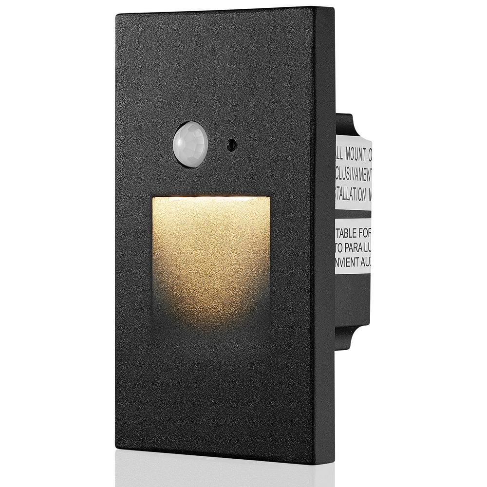 Edvivi Hardwired Black Motion Sensing Vertical LED Stair Light with ...