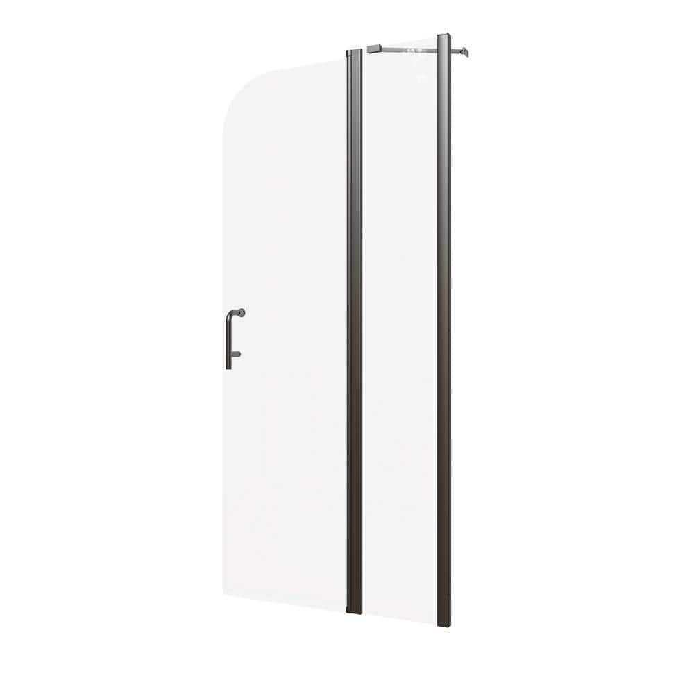Staykiwi 34 in. W x 72 in. H Pivot Frameless Shower Door in Matte Black ...