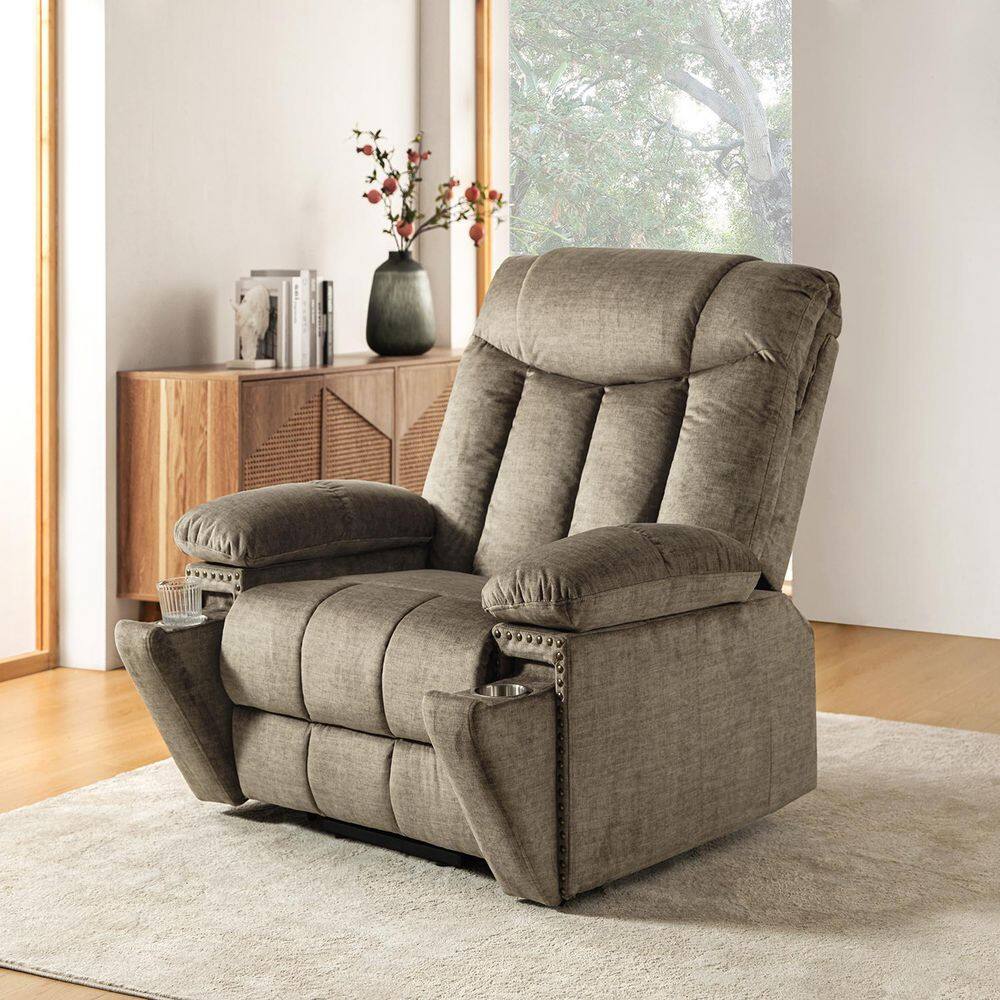 JAYDEN CREATION Sean Beige Modern Oversized Lift Assist Power Recliner ...