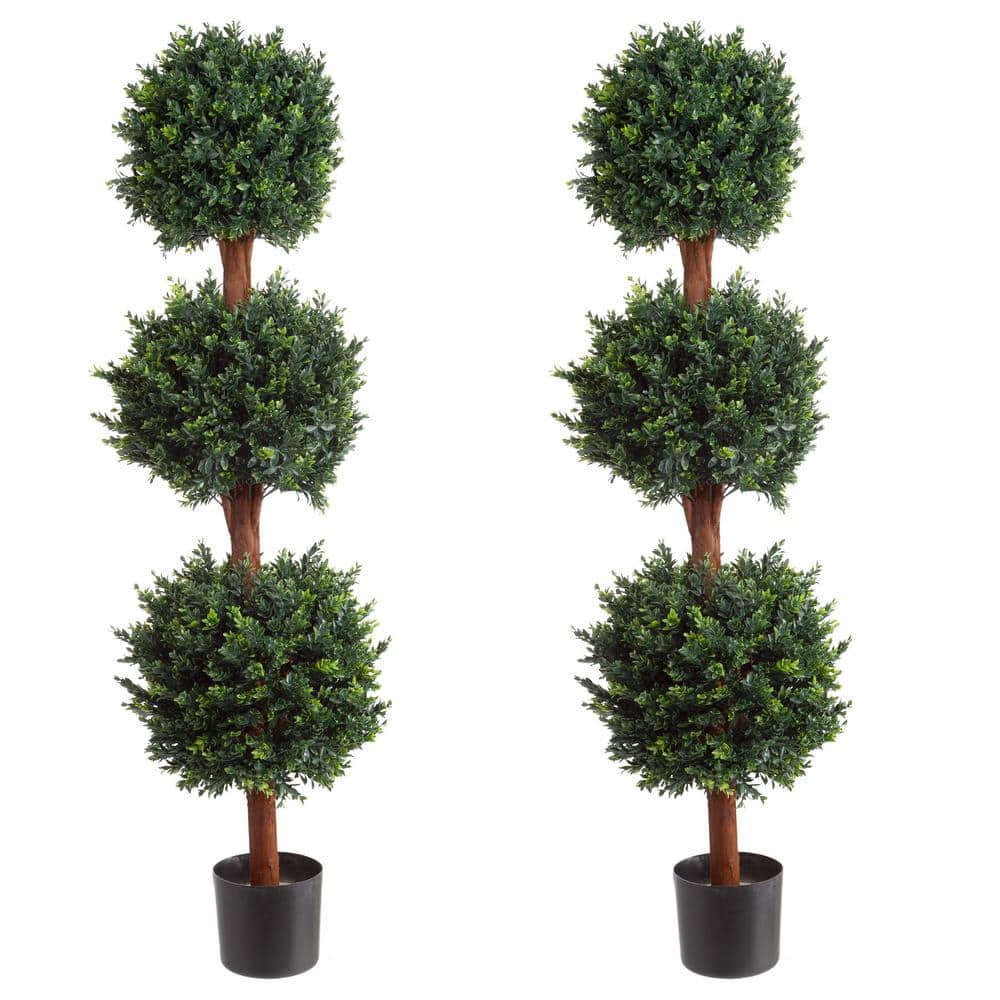 Pure Garden 5 ft. Hedyotis Artificial Trees, Set of 2 50-10007-2 - The ...