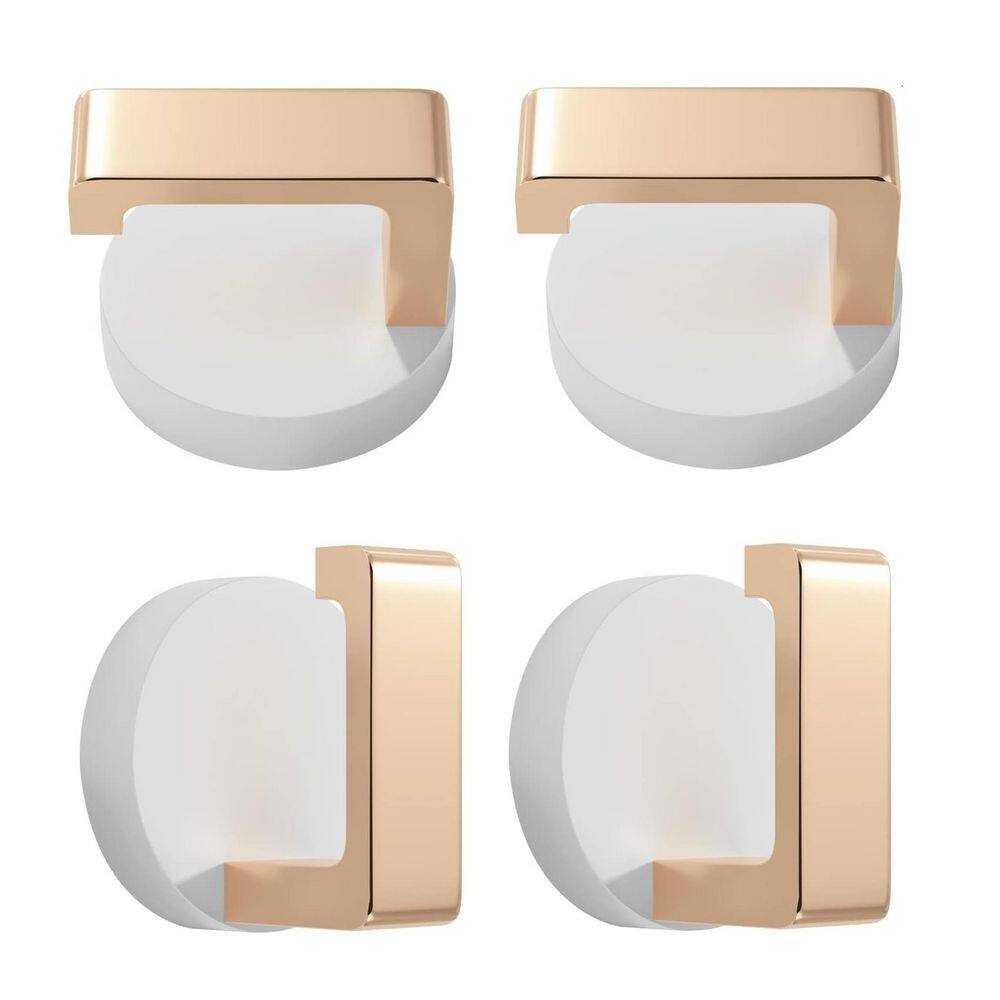 BWE Knob Round Bathroom Robe Hook and Towel Hook in Stainless Steel in Gold White (4-Pack) A ...