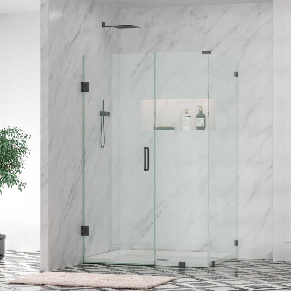 AZUPIN Hava 38 in. W x 40 in. D x 76 in. H Hinged Frameless Corner ...