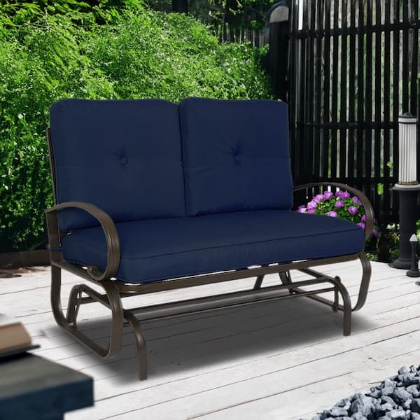 KOZYARD Wrought Iron Metal Rocking Love Seats Glider Swing Bench/Rocker ...