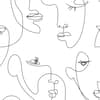 Minimalist Faces Line Art Black Peel and Stick Vinyl Wallpaper W9245 ...