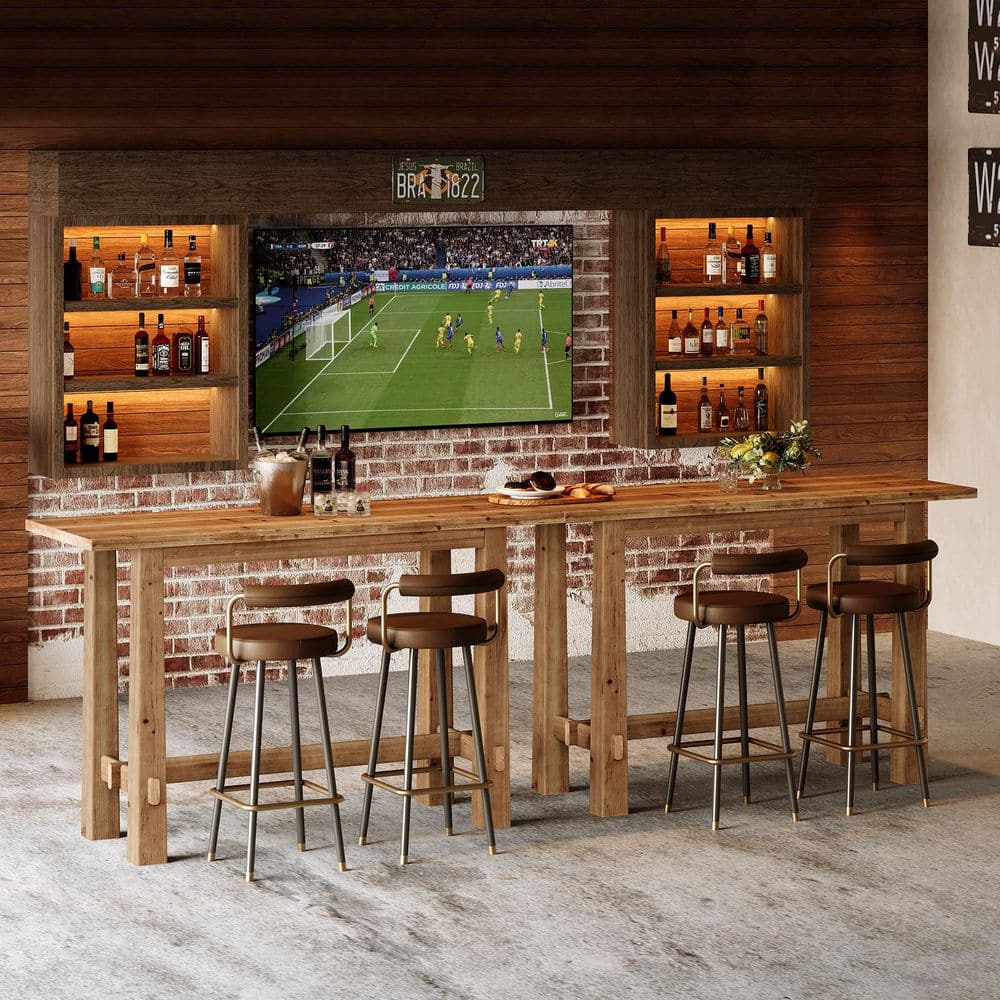 BYBLIGHT Kearsten 39.4 in. H Long Bar Table with 4-Legs and Footrst ...