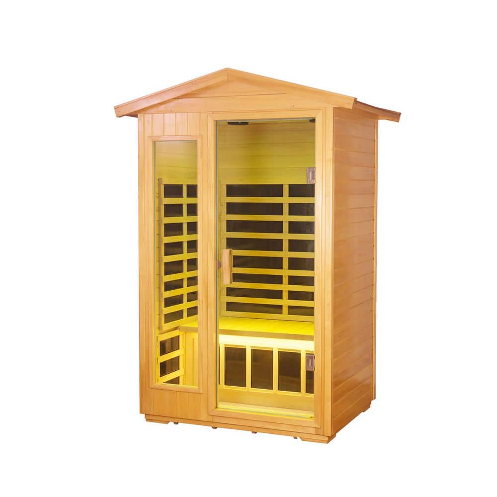 MEDUNJESS 2-Person Basswood Outdoor Infrared Sauna with 8 Carbon Far ...