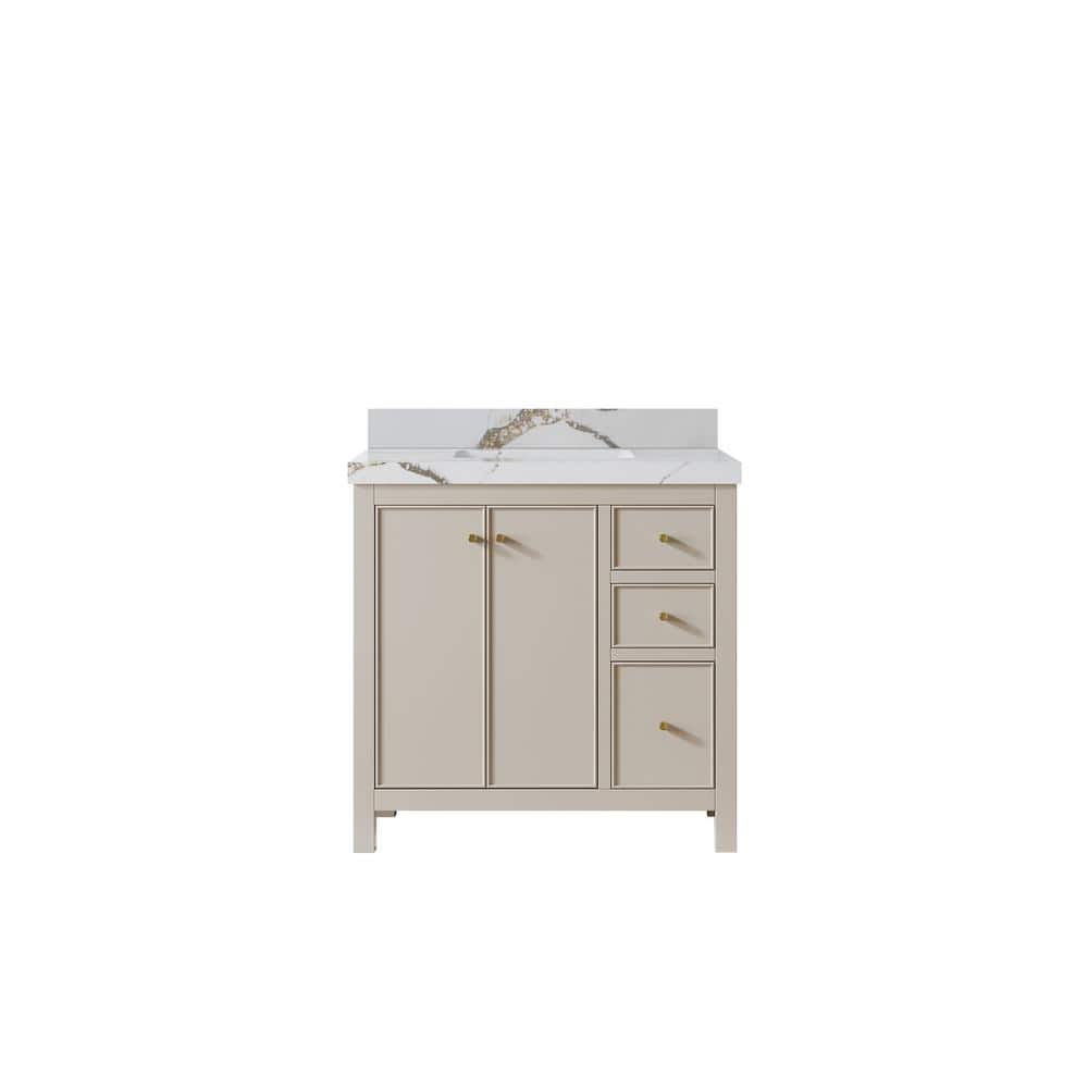 Willow Collections Chicago 36 in. Single Sink Freestanding Fine Grain ...