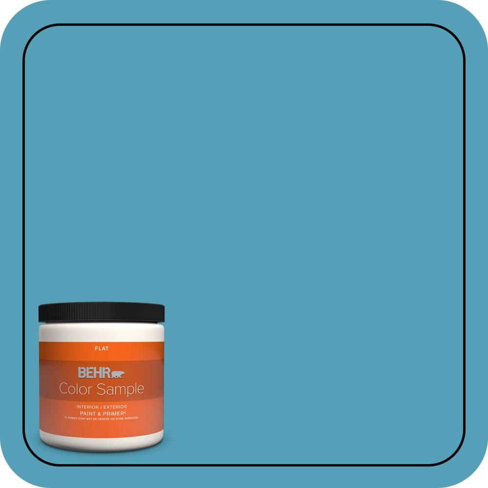 BEHR PREMIUM PLUS 8 oz. #M480-5A North Pole Blue Flat Interior/Exterior ...