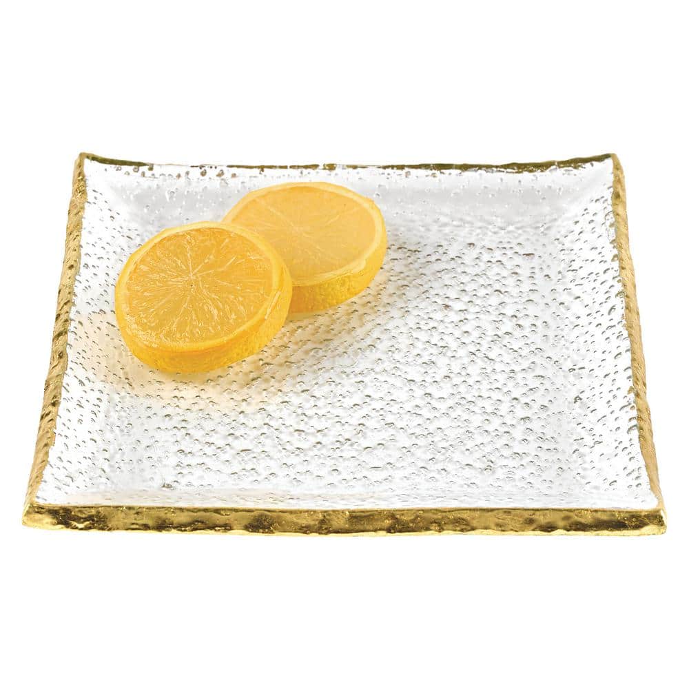 Badash Crystal 5 in. Gold Edge Handcrafted Glass Square Plates (Set of ...
