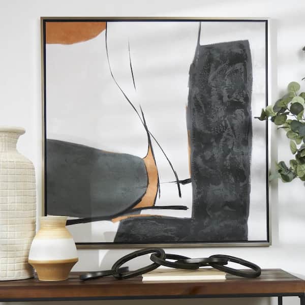 Litton Lane 1- Panel Abstract Lines and Shapes Framed Wall Art with ...