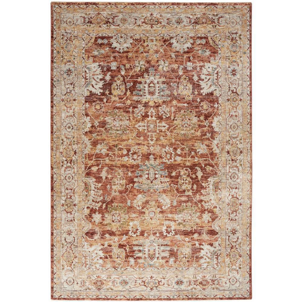 Nourison Sahar Rust 8 ft. x 10 ft. Floral Vintage Traditional Area Rug ...
