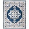 SAFAVIEH Brentwood Navy/Cream 9 ft. x 12 ft. Floral Medallion Border ...
