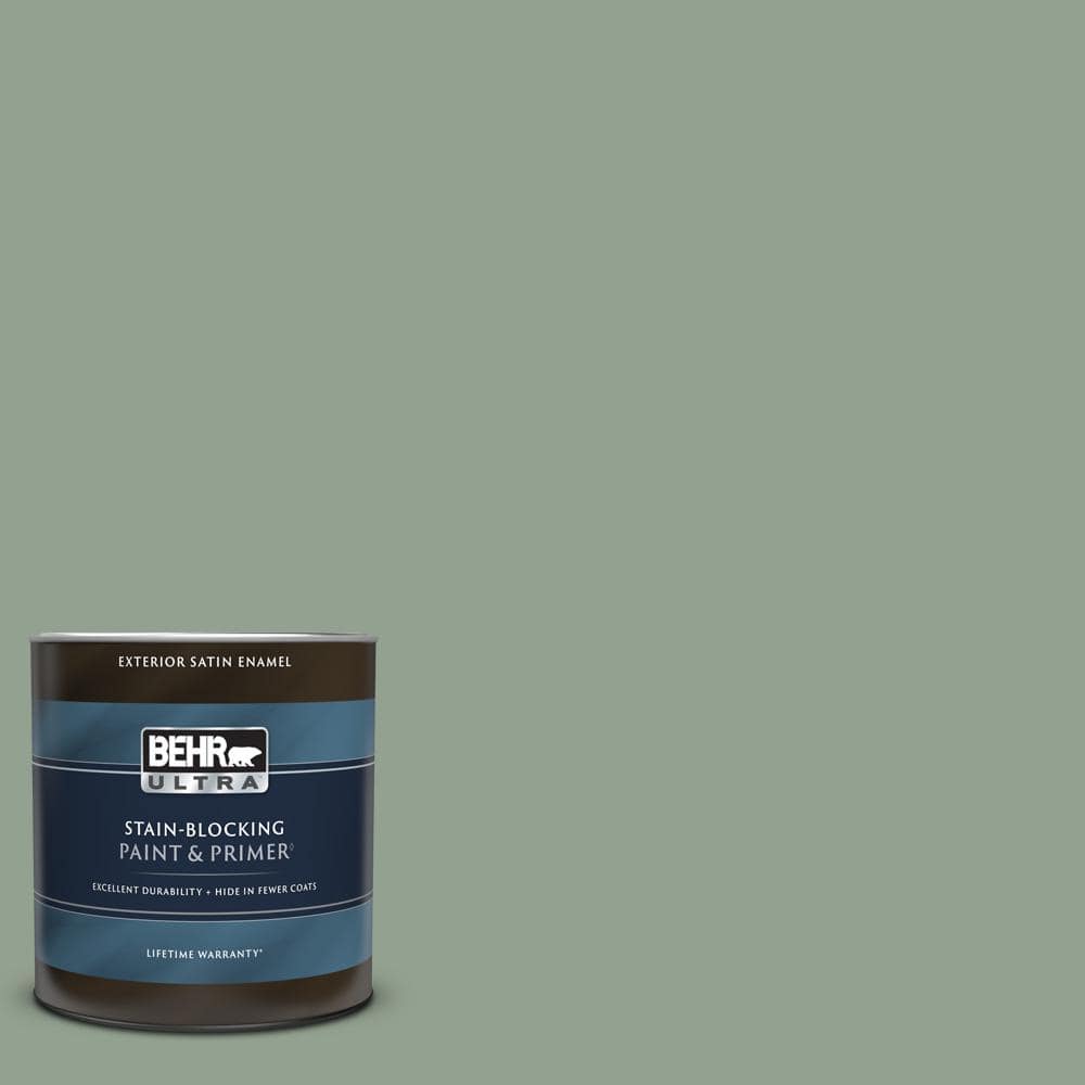 BEHR ULTRA 1 qt. #N400-4 Forest Path Satin Enamel Exterior Paint ...
