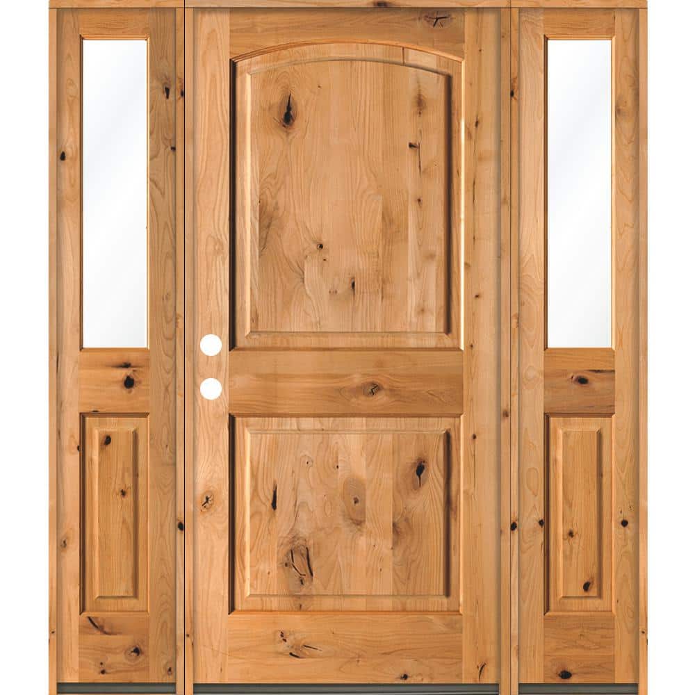 Krosswood Doors 58 in. x 80 in. Rustic Knotty Alder Arch Clear Stain ...