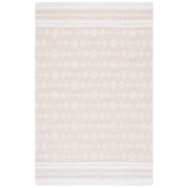 SAFAVIEH Capri 3 ft. x 5 ft. Ivory/Beige Border Diamond Area Rug ...