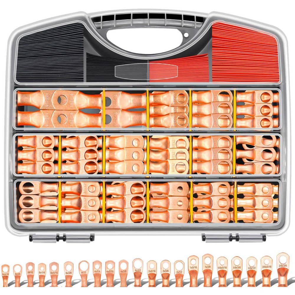 230PCS Heavy Duty Copper Lugs and Ring Terminals Connectors with Heat ...