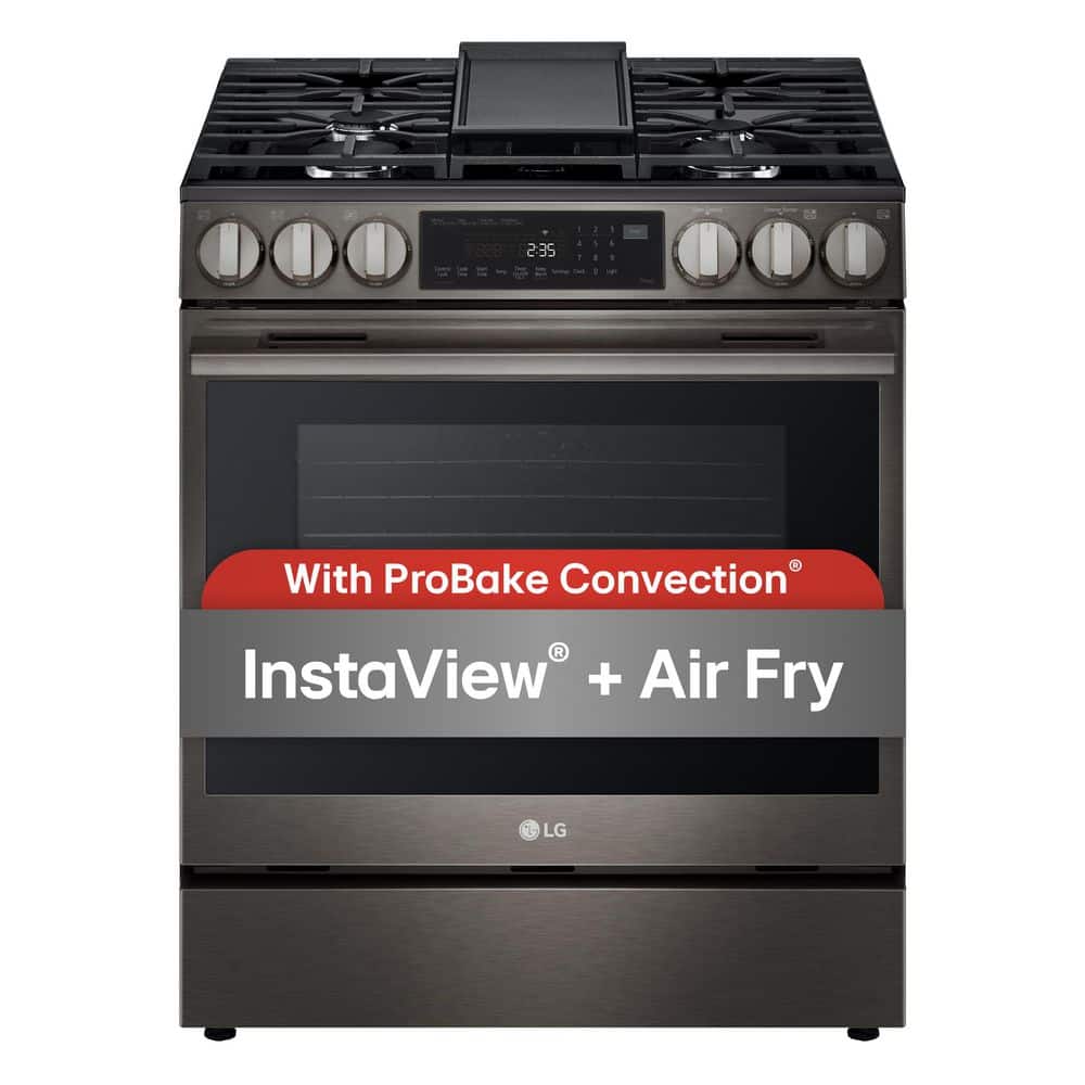 Lg 30 In 5 Burners Slide In Gas Range In Black Stainless Steel With
