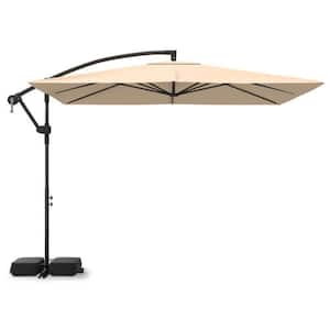 Costway 8 x 8 ft. Solar LED Offset Cantilever Patio Umbrella with 360 ...