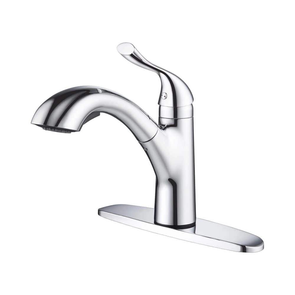 KIBI 10 in. H Single Hole 1.8 GPM Pull Down Sprayer Kitchen Faucet with ...