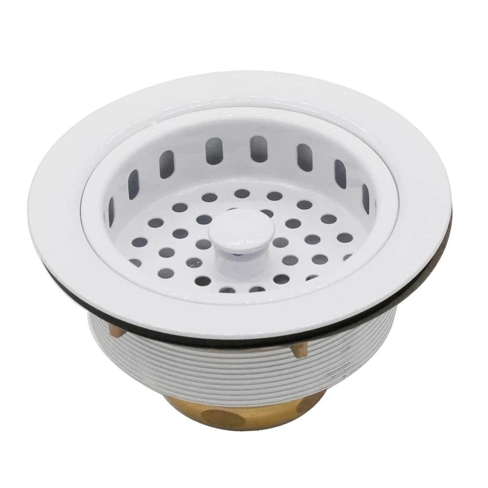 Westbrass 3-1/2 in. Post Style Kitchen Sink Basket Strainer, Powder ...