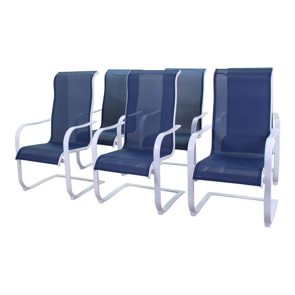 Courtyard Casual Santa Fe White 6 Aluminum Spring Chairs 5602 - The ...