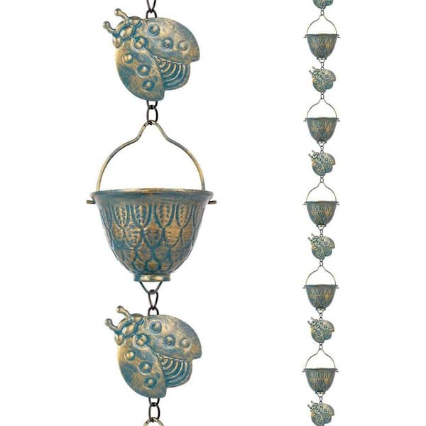 Metal Rain Gutter Chains Ladybugs Decor YNLIN198 - The Home Depot