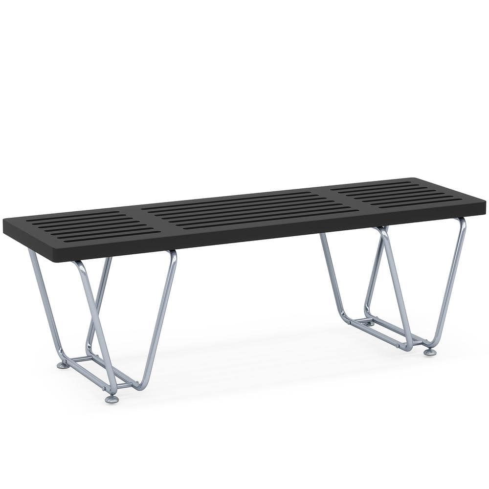 BYBLIGHT Black Dining Bench 47.24 in. Entryway Bench Shoe Bench ...