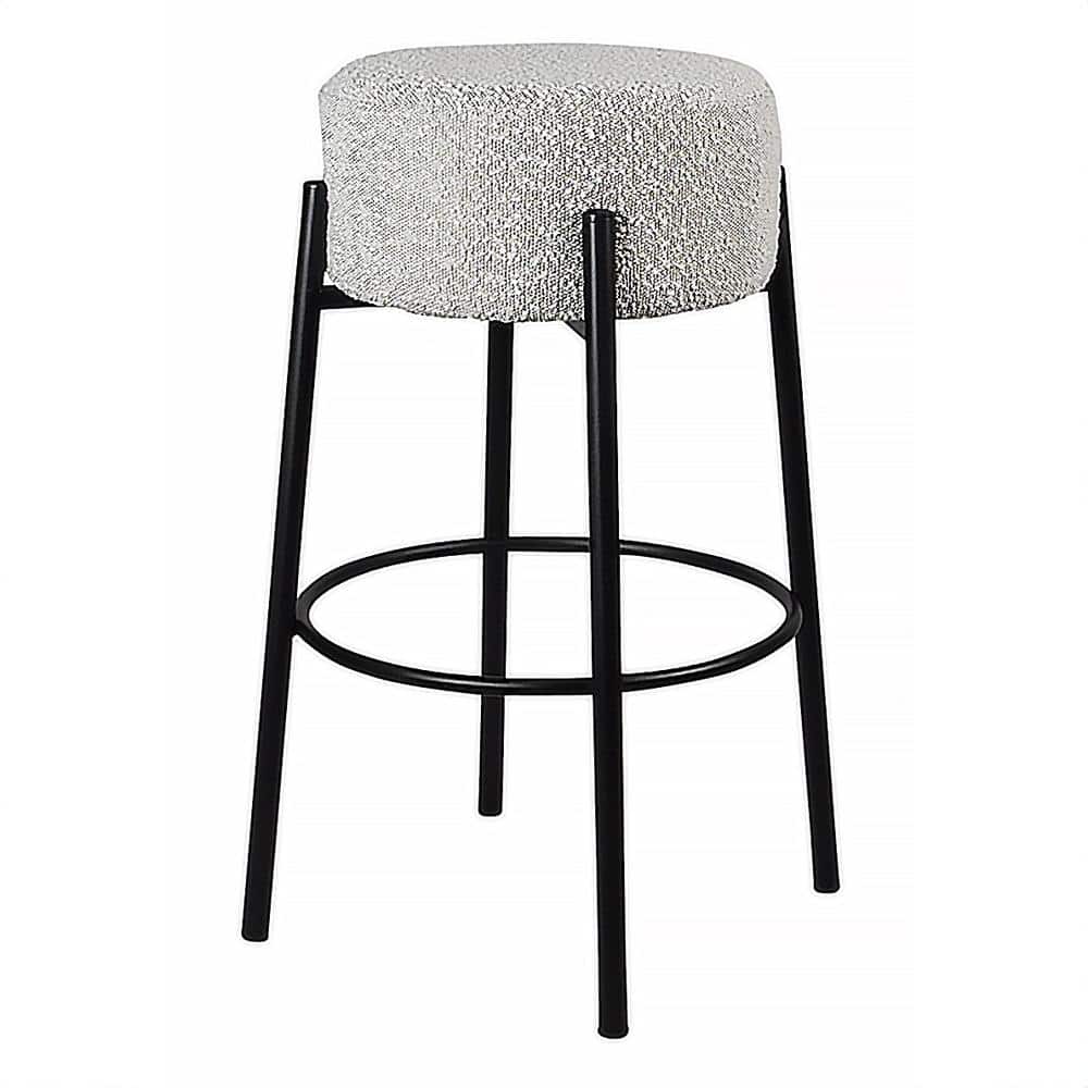 Steve Silver Cole 26 in. White Upholstered Black Metal Counter Height ...