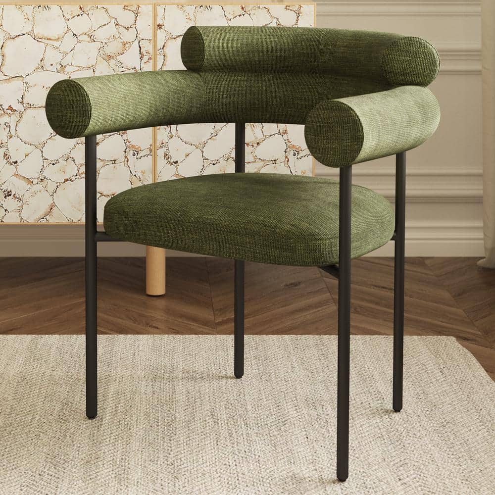 Poly and Bark Bolus Moss Green Fiber Armed Dining Chair (Single) DI-E16 ...