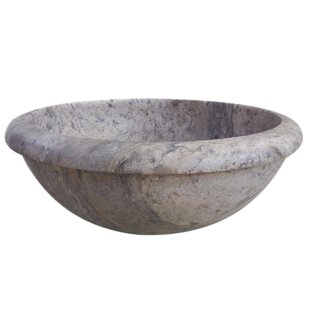 TashMart Rim Top Natural Stone Vessel Sink in Grey TM001-A - The Home Depot