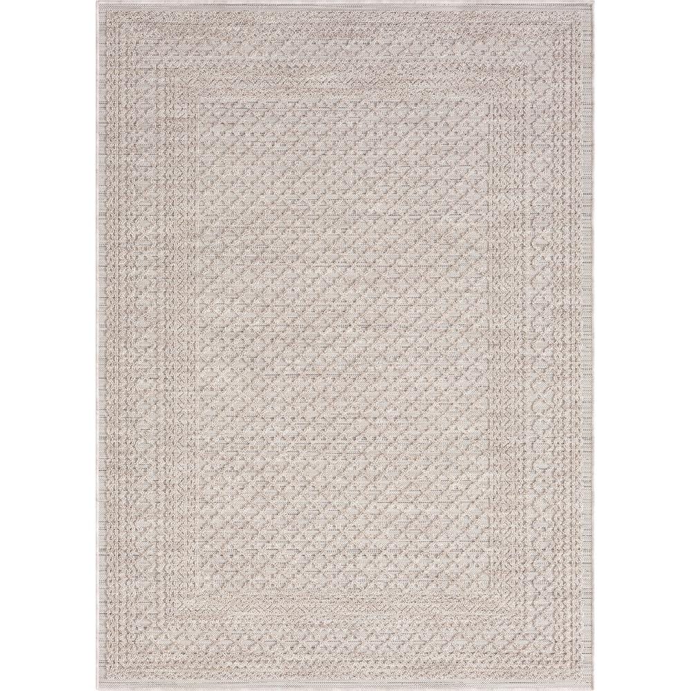 Wyatt Ivory 7 ft. 10 in. x 8 ft. 10 in. Geometric Bordered High-Low ...