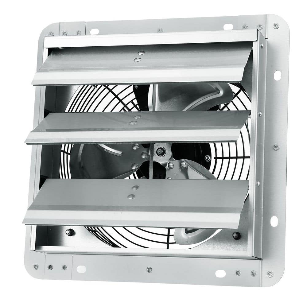 SKYSHALO 10 in. Shutter Exhaust Fan, Aluminum Gable Mount Wall Mount ...