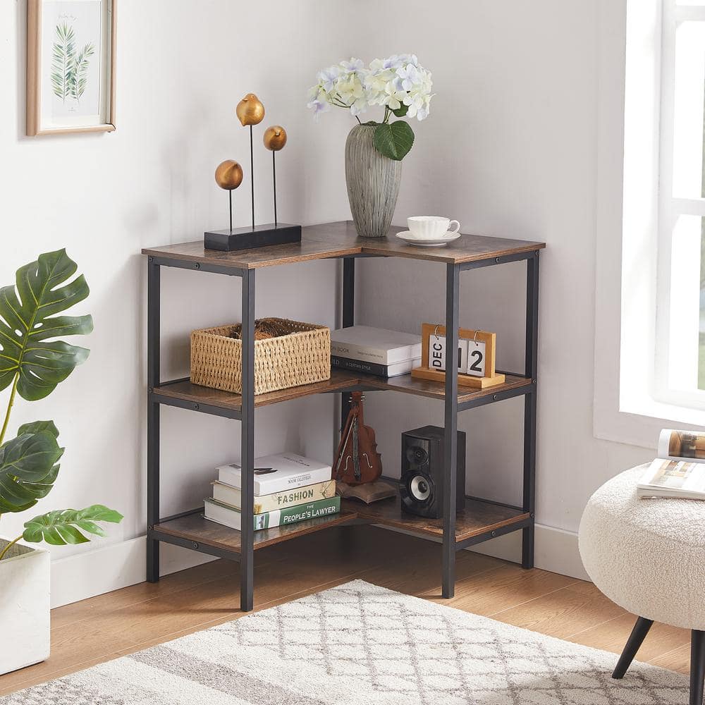 VECELO Corner Cabinet Table with 3-Tier Open Shelves – Multipurpose ...