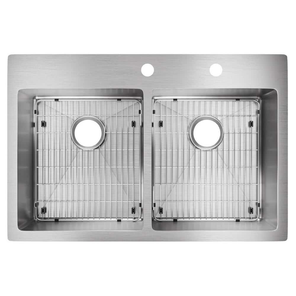 Elkay Crosstown Drop-In/Undermount Stainless Steel 33 in. 2-Hole Double ...