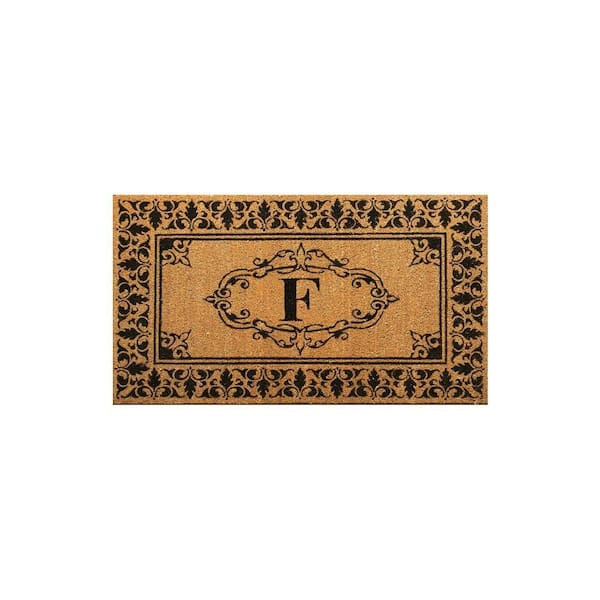 nuLOOM Welcome 36 in. x 72 in. Indoor/Outdoor Monogrammed Letter F Door ...