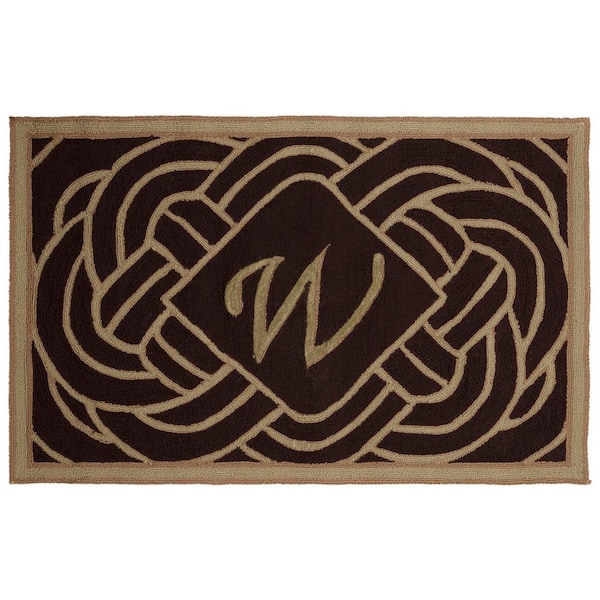 SAFAVIEH Monogram Chocolate 3 ft. x 4 ft. "W" Ornate Swirl Indoor ...