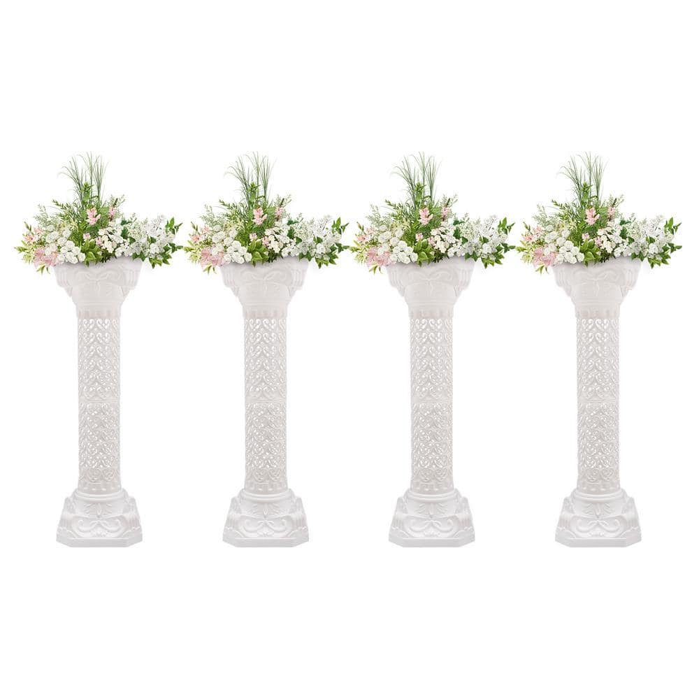 YIYIBYUS 4 Pieces 34.65 in. H White Wedding Roman Decorative Stand ...