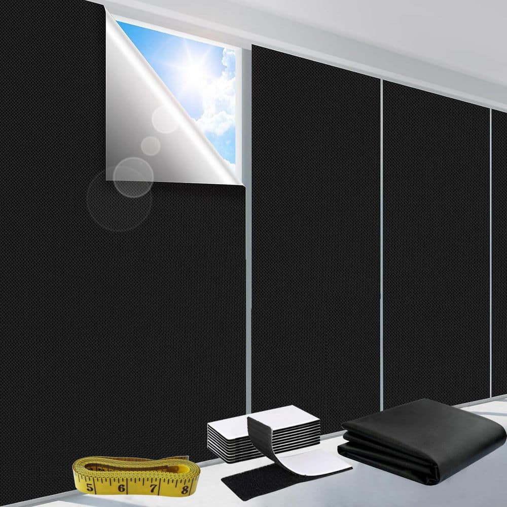 Shatex 118" x 57" 100% Blackout Fabric Window Shades Portable Temporary ...
