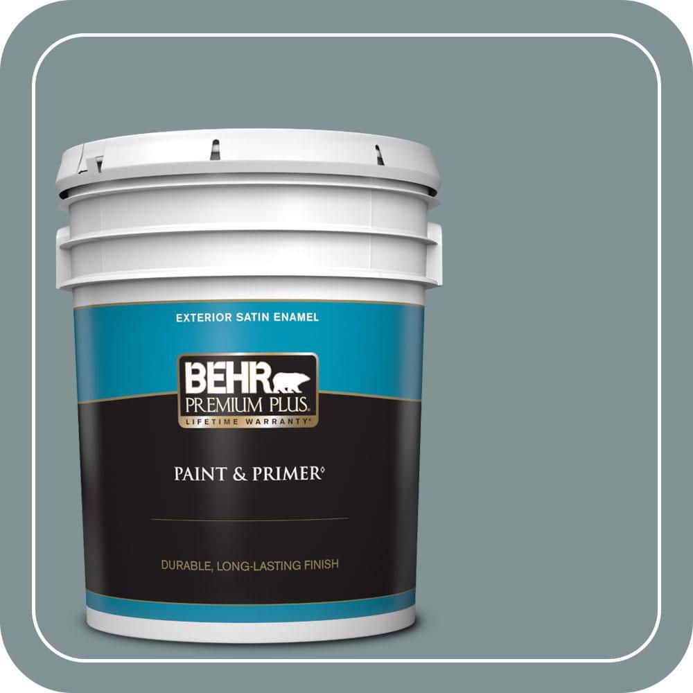 BEHR PREMIUM PLUS 5 gal. #QE-53 Raindance Satin Enamel Exterior Paint ...