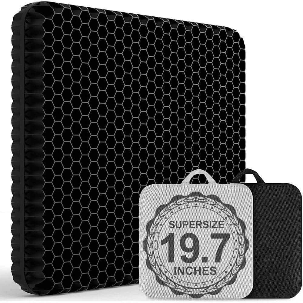 Black Gel Seat Cushion with Honeycomb Pattern for Office Chair, Large ...