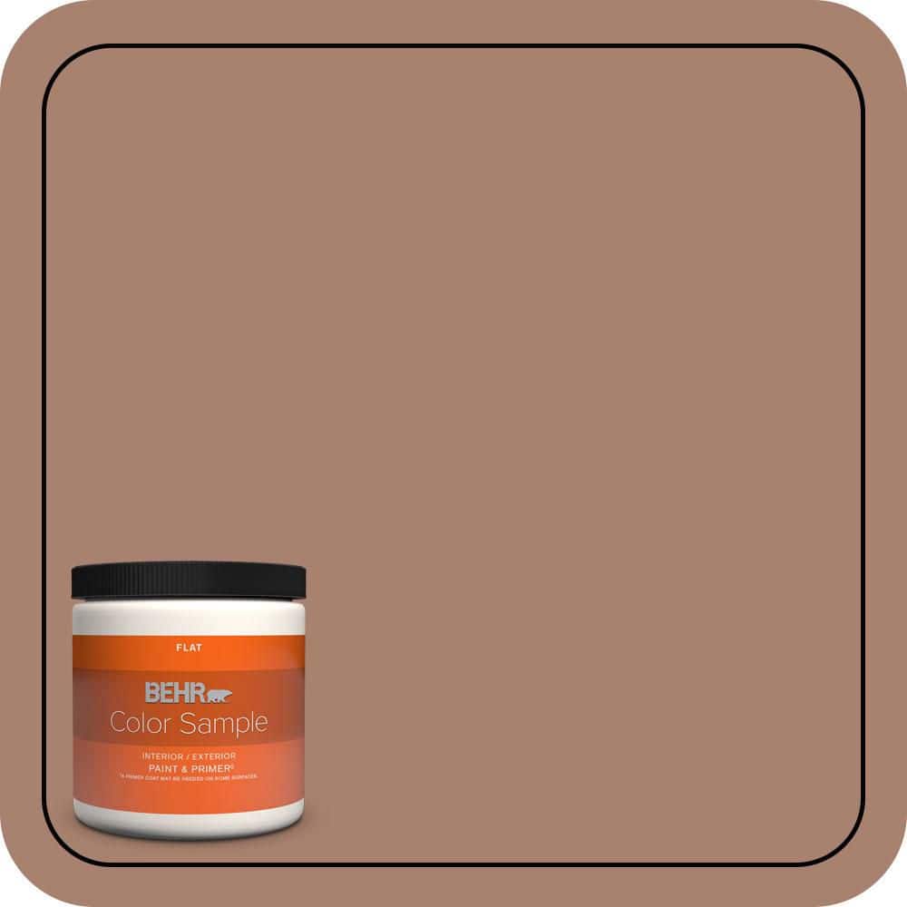 BEHR PREMIUM PLUS 8 oz. #S190-5 Cocoa Nutmeg Flat Interior/Exterior ...