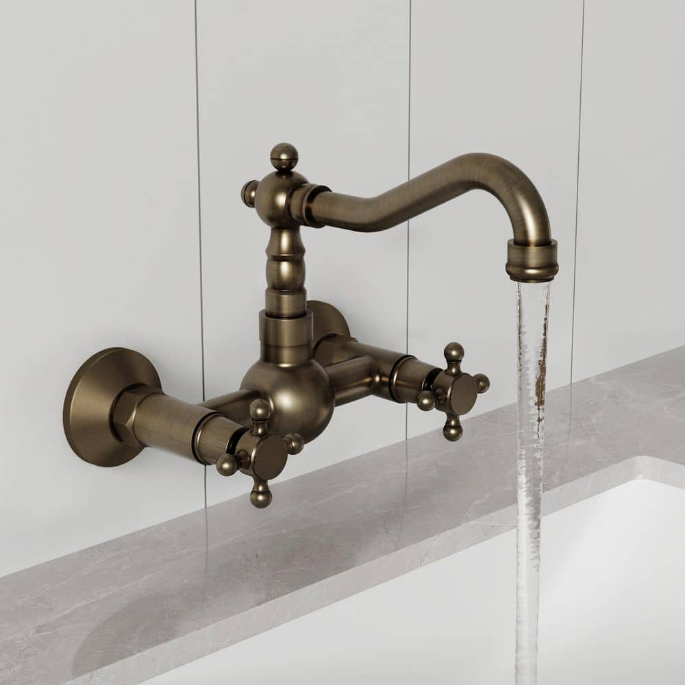 GRANDJOY British Vintage Style Double Handle Wall Mounted Bathroom ...